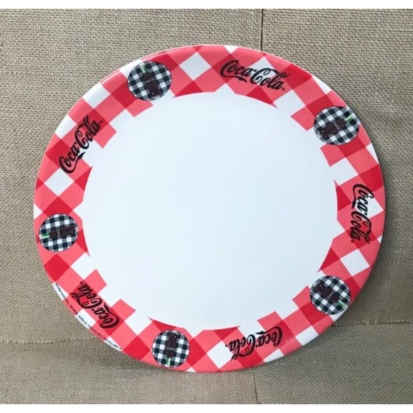 Gibson | Dining | Vintage Coca Cola Melamine Dinner Plate Plaid Trim ...
